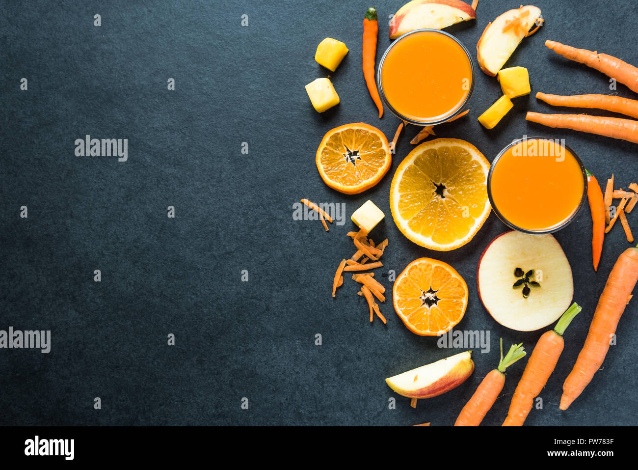 Healthy diet smoothie ingredients, food border background Stock Photo ...