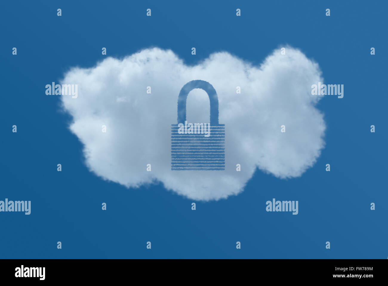 A white cloud with a locked padlock illustrating the idea of data ...