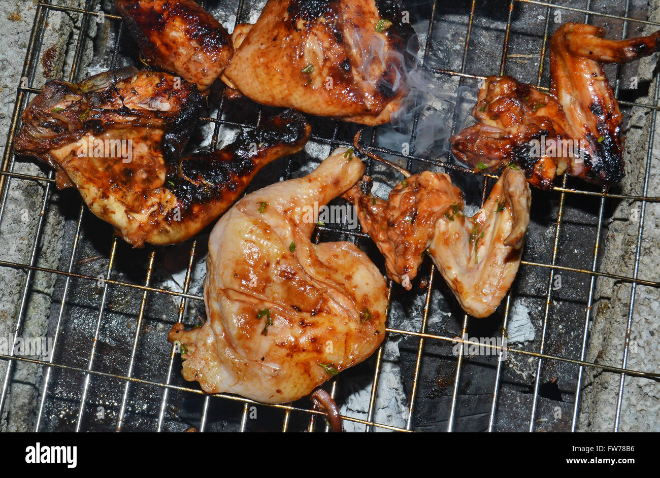 outdoor chicken barbecue on grill Stock Photo - Alamy