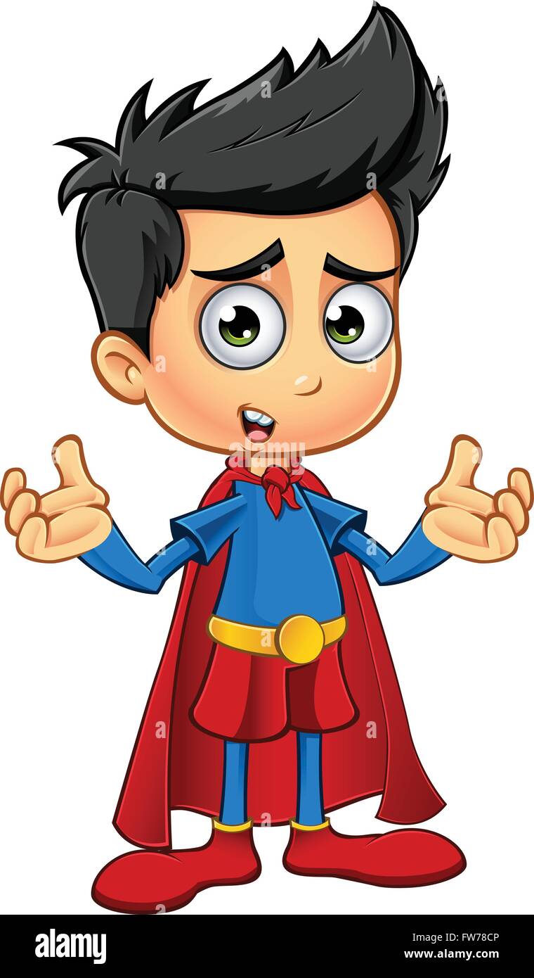A cartoon illustration of a cute Superhero Boy character Stock Vector ...