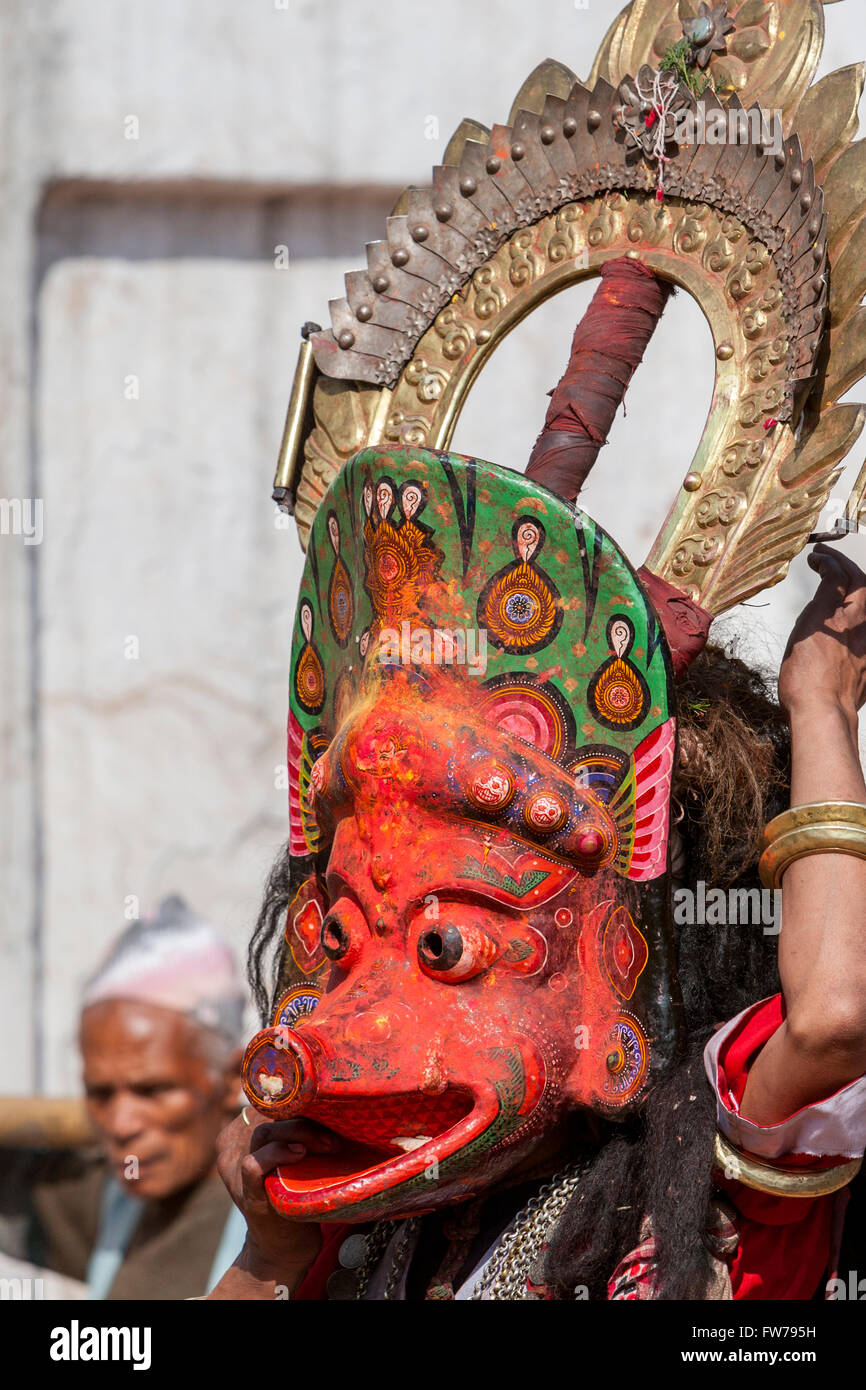 Bhaktapur, Nepal. Dancer Wearing Hindu Ceremonial Mask Stock Photo - Alamy