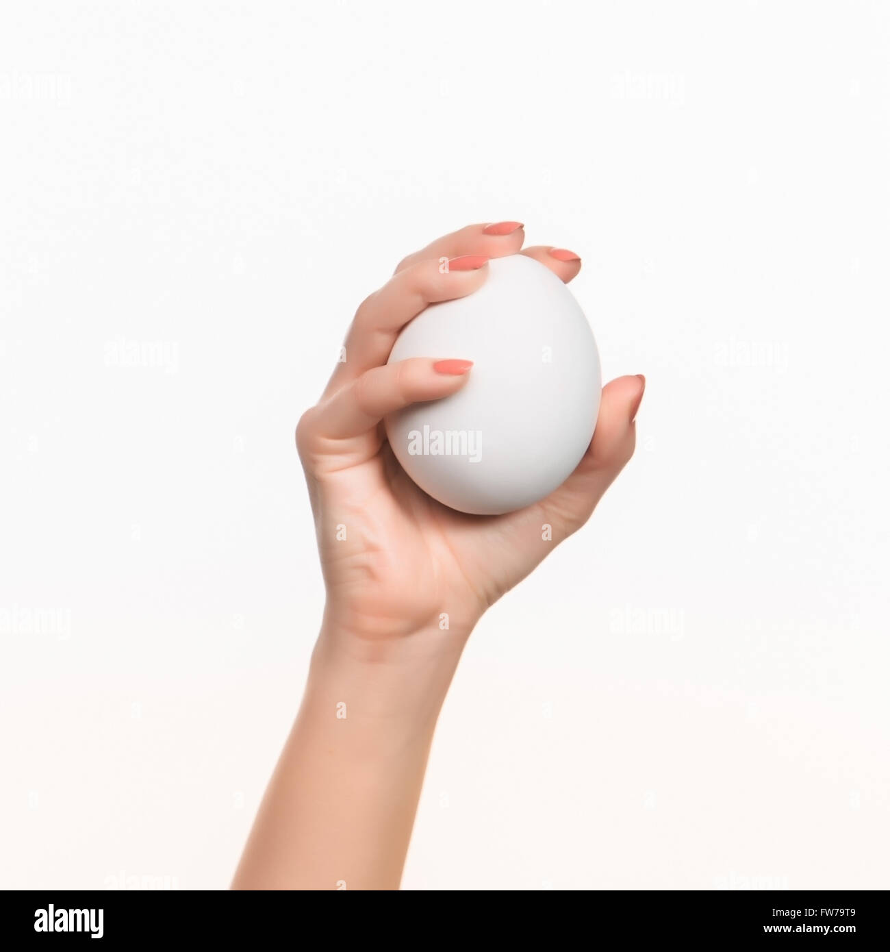 The female hand holding white blank styrofoam oval Stock Photo - Alamy