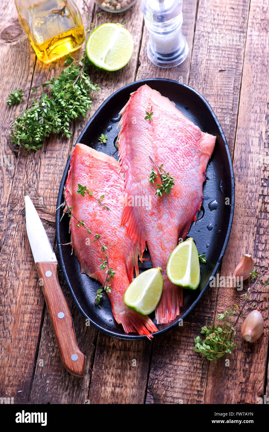 ocean perch with salt and pepper on plate Stock Photo - Alamy