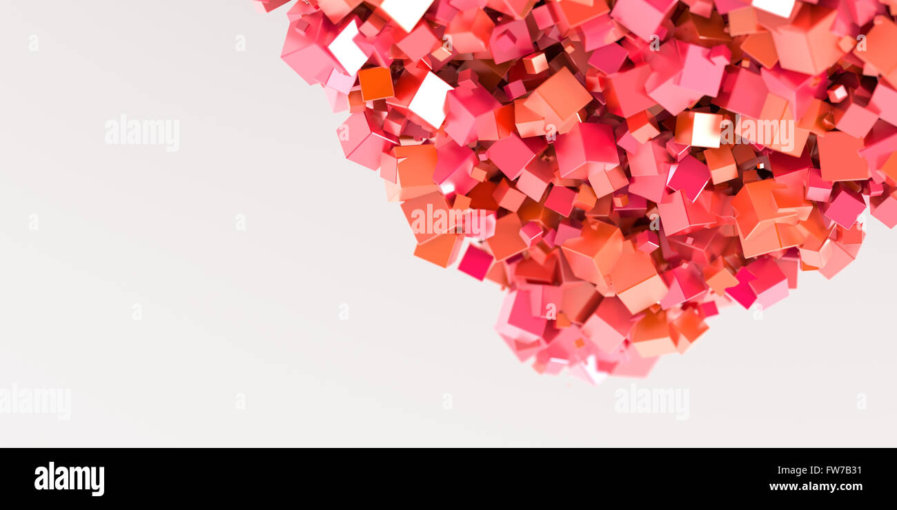 Abstract red cubes three dimensional background, 3d rendering Stock ...