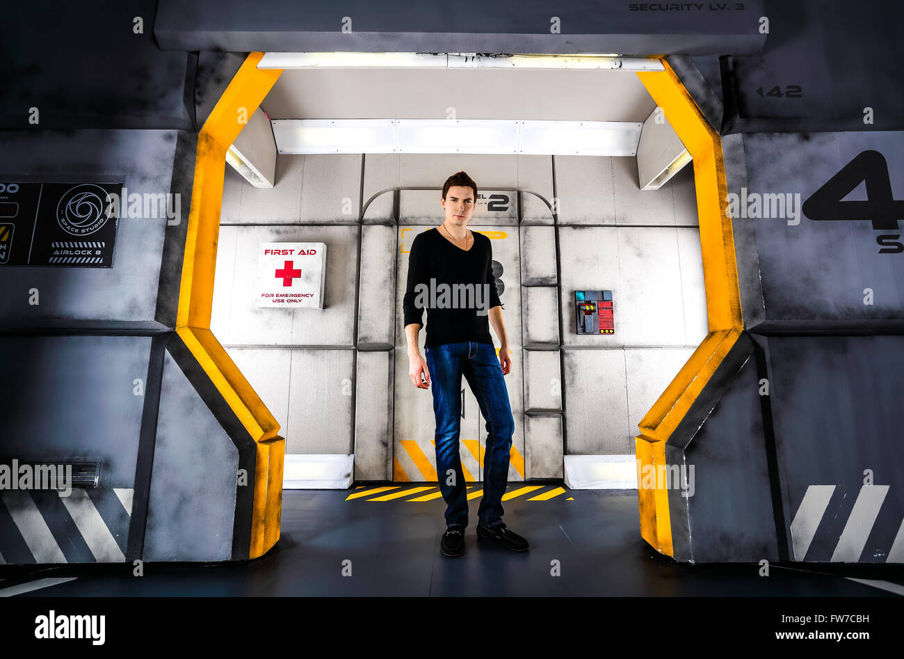 Man in concrete bunker Stock Photo - Alamy