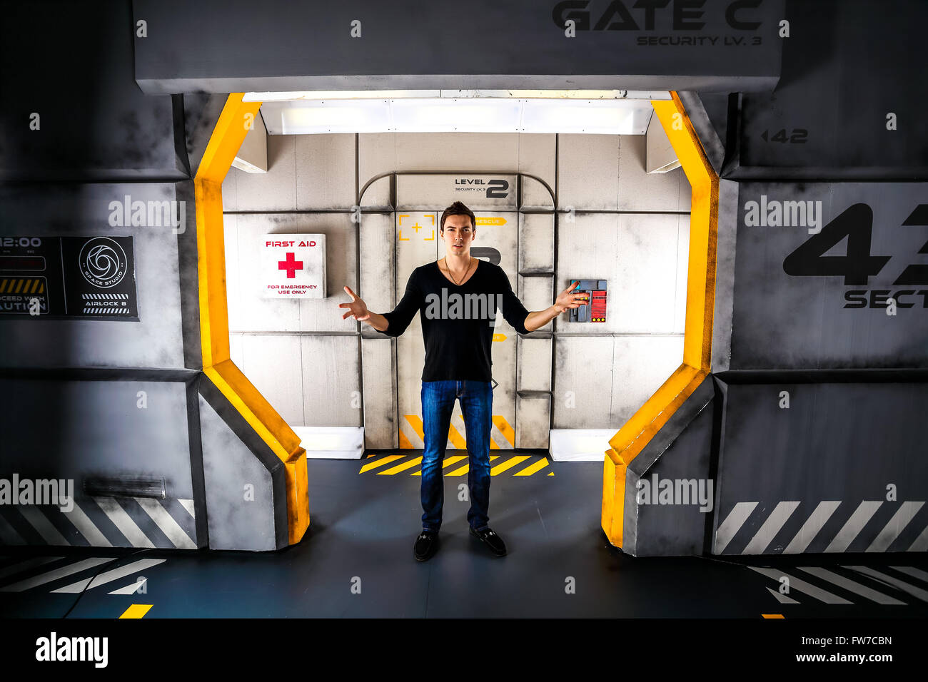 Man in concrete bunker Stock Photo - Alamy