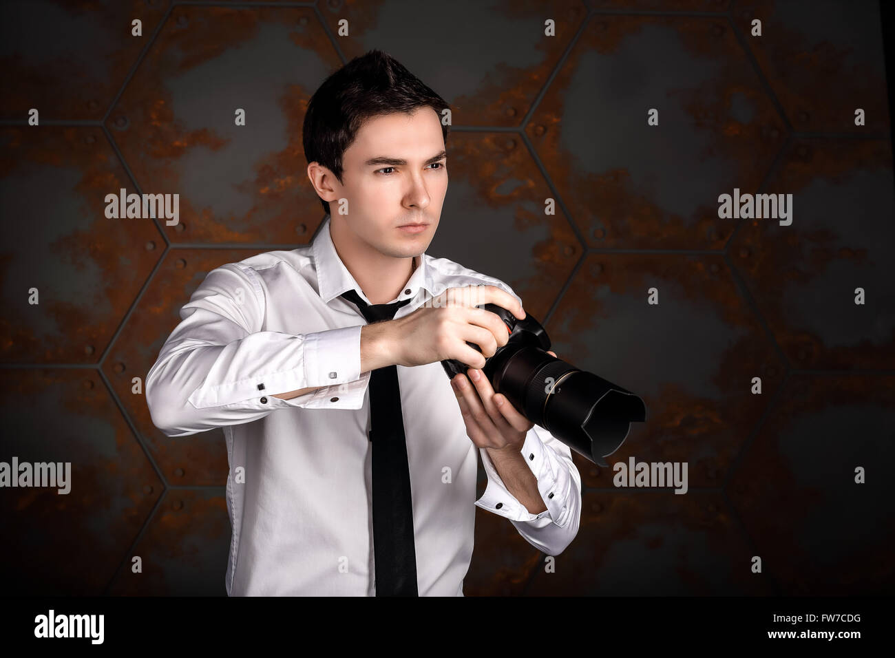 Professional photographer at work Stock Photo - Alamy