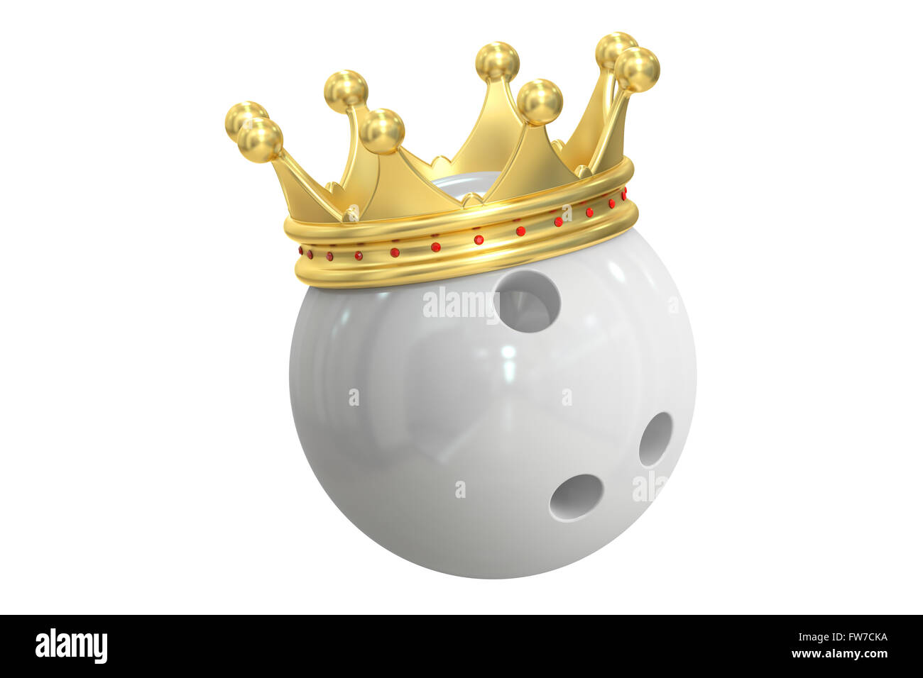 Bowling ball gold crown winner, 3D rendering isolated on white ...