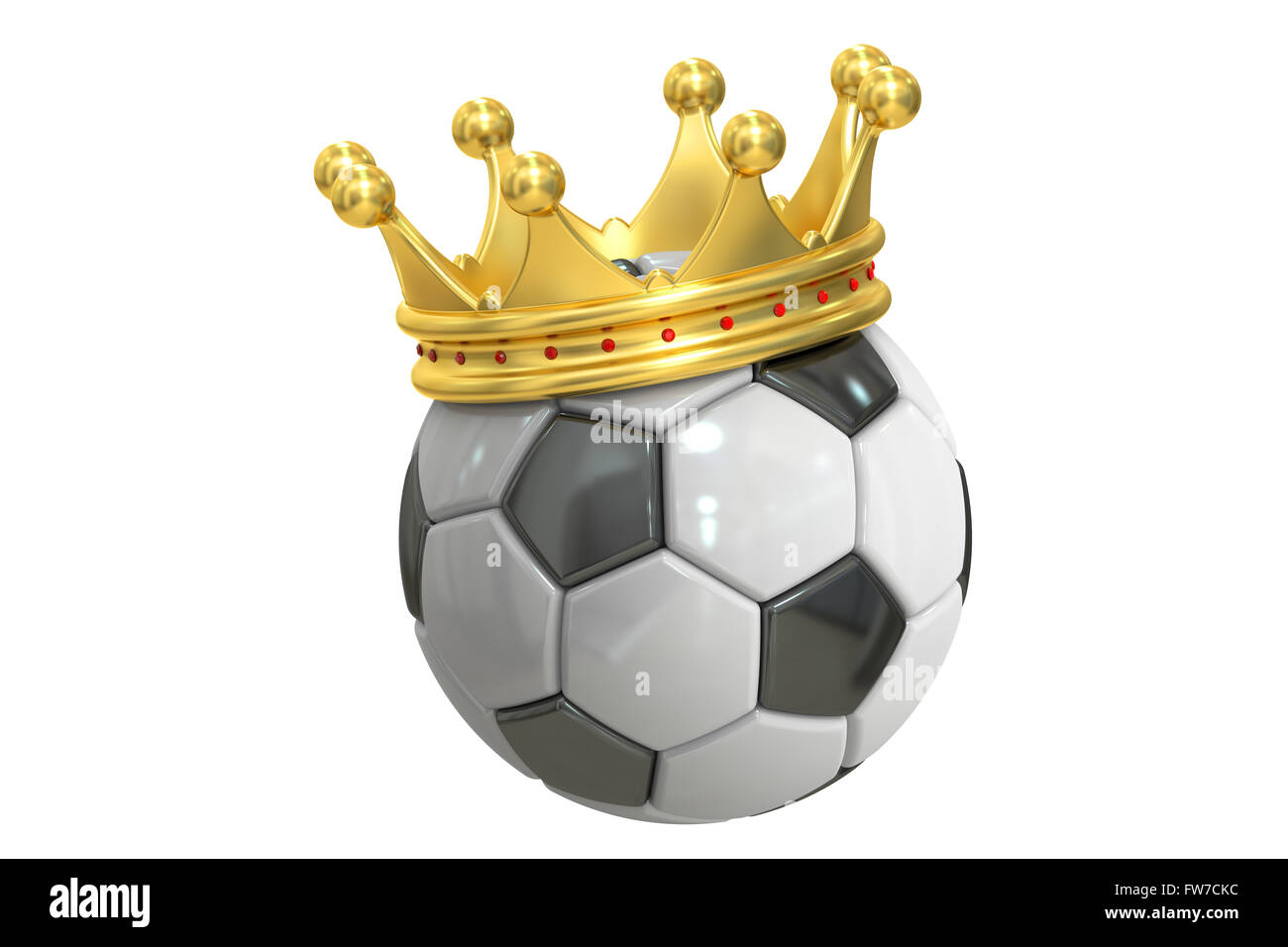 Gold crown soccer ball, 3D rendering isolated on white background Stock ...