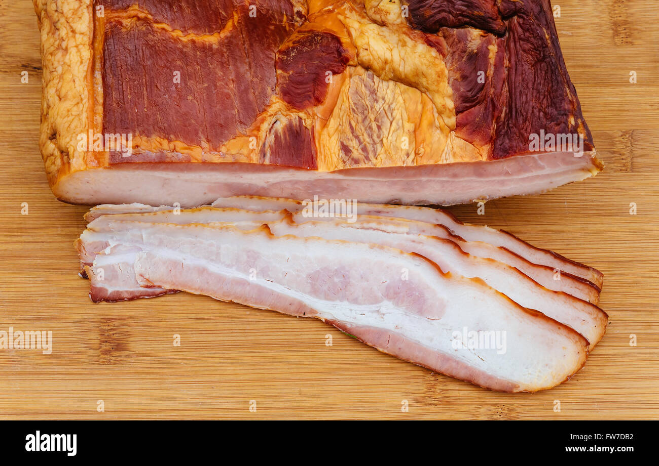 cut wood bacon pork smoked tomatoes onions Stock Photo - Alamy