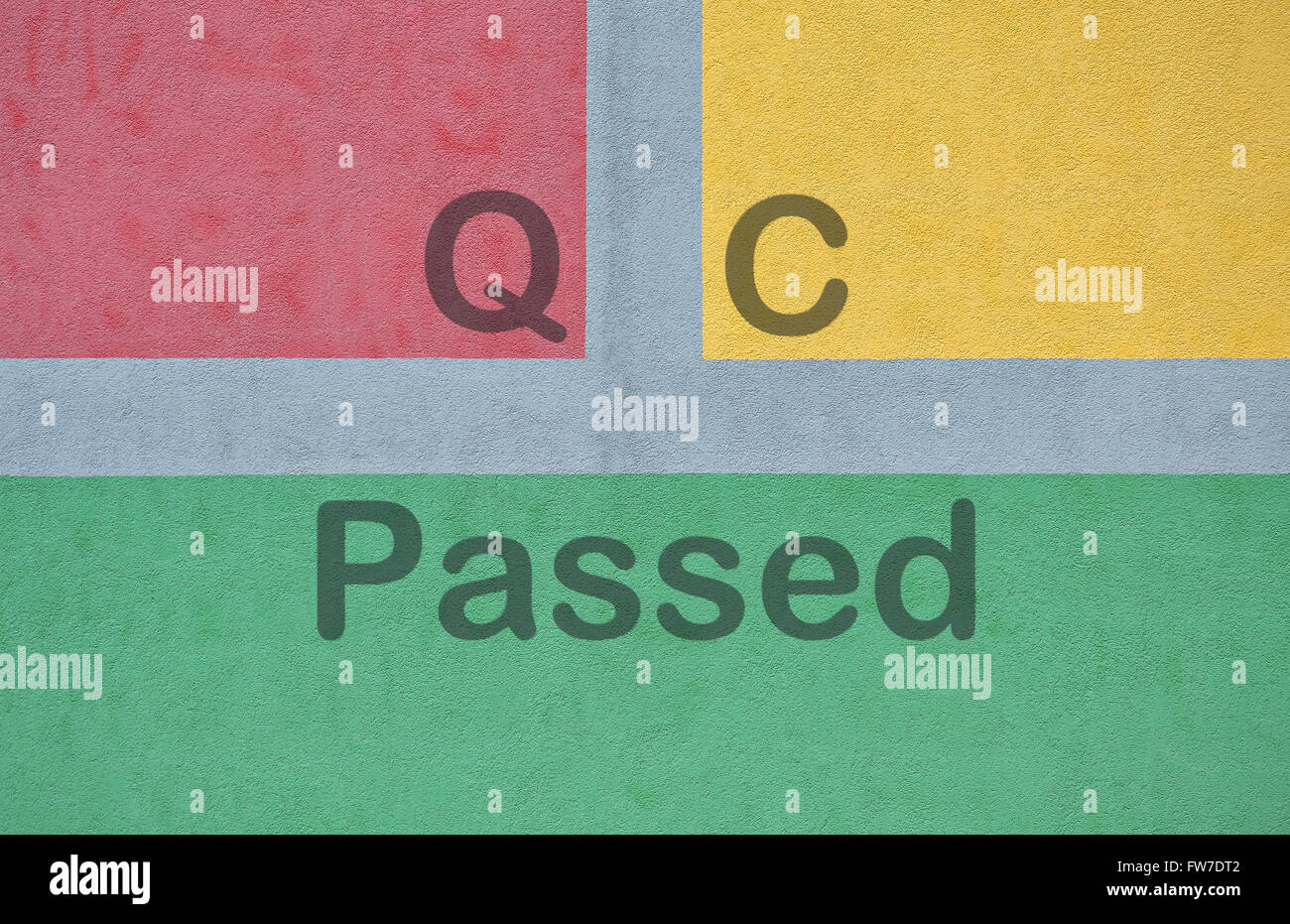 Conceptual image in three colors about product quality control Stock ...