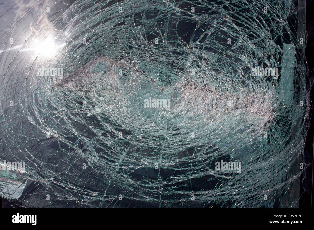 A detail of a smashed car windscreen, damaged by a collision Stock ...