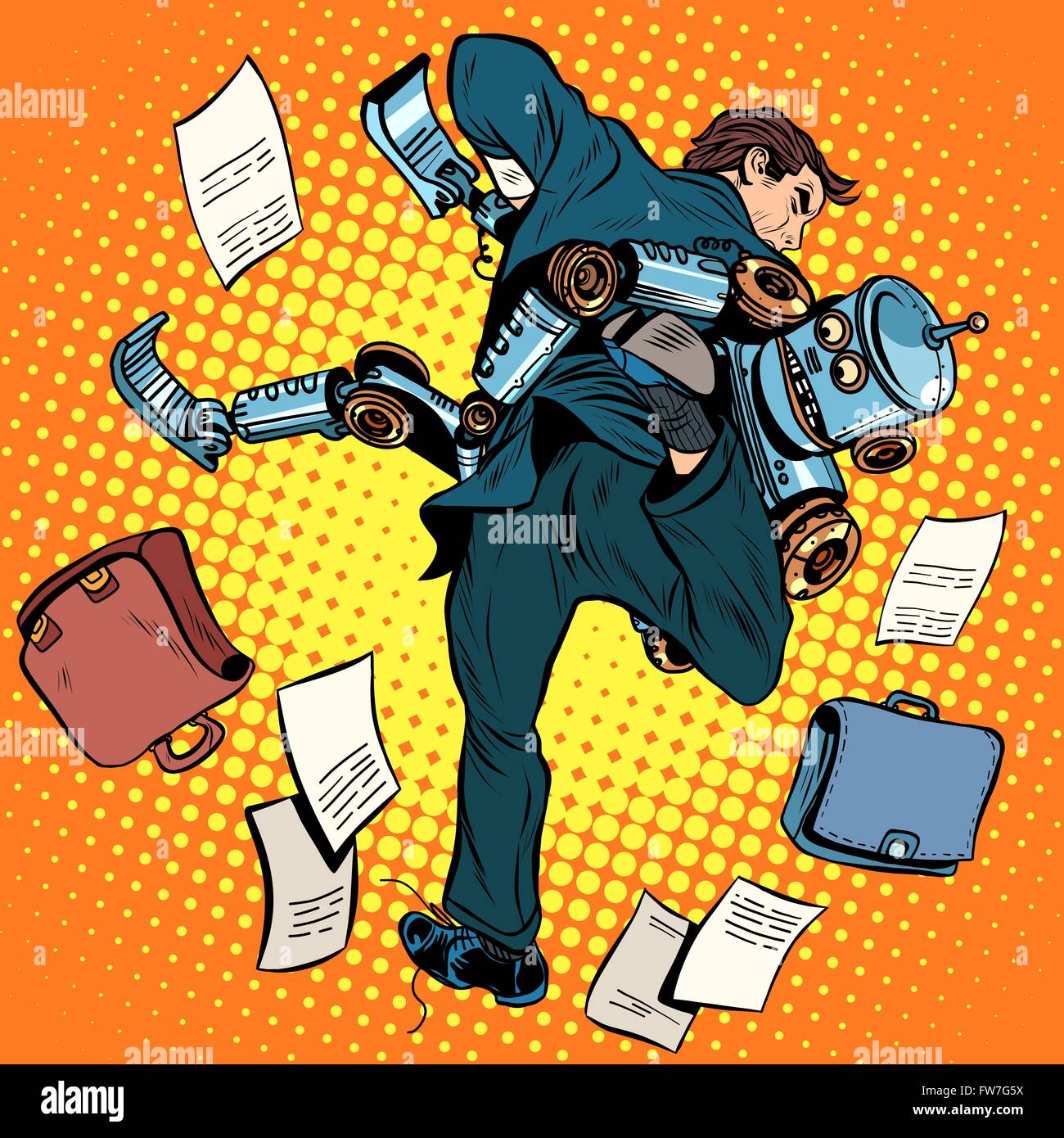 Fighting robot and human, artificial intelligence, new technolog Stock ...