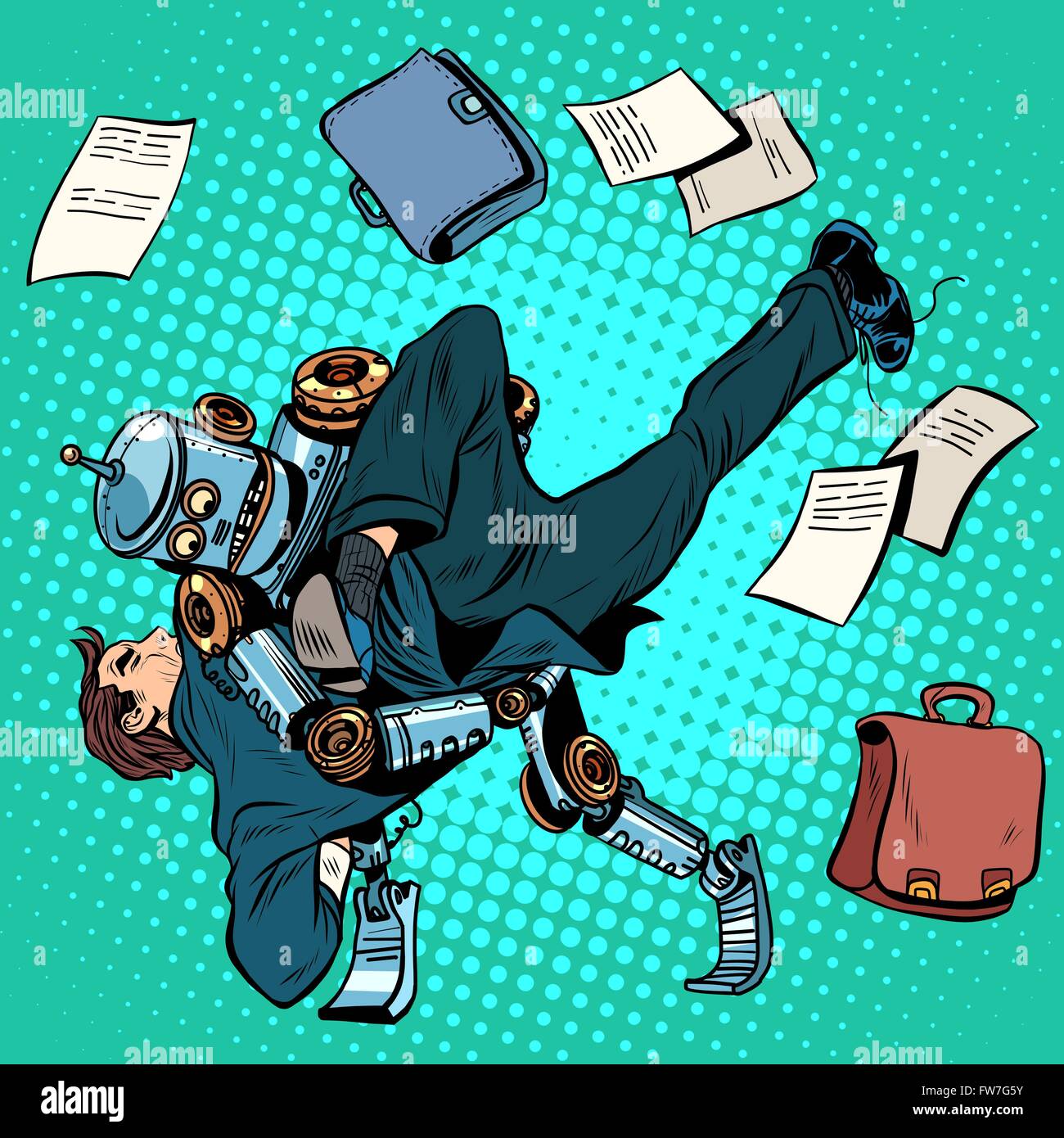 Fighting robot and human, artificial intelligence, new technolog Stock ...