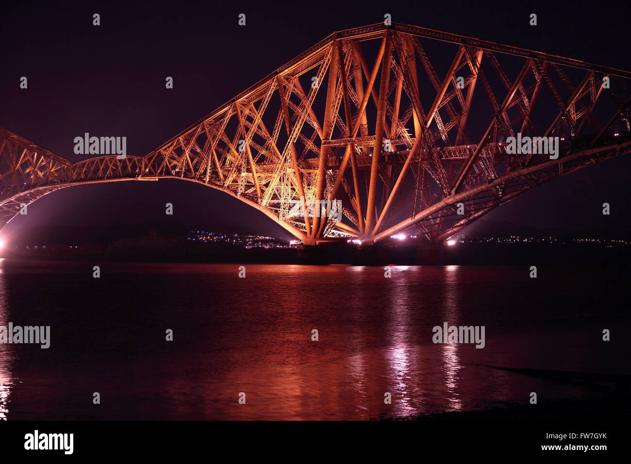 Forth Railway Bridge,at night Stock Photo - Alamy