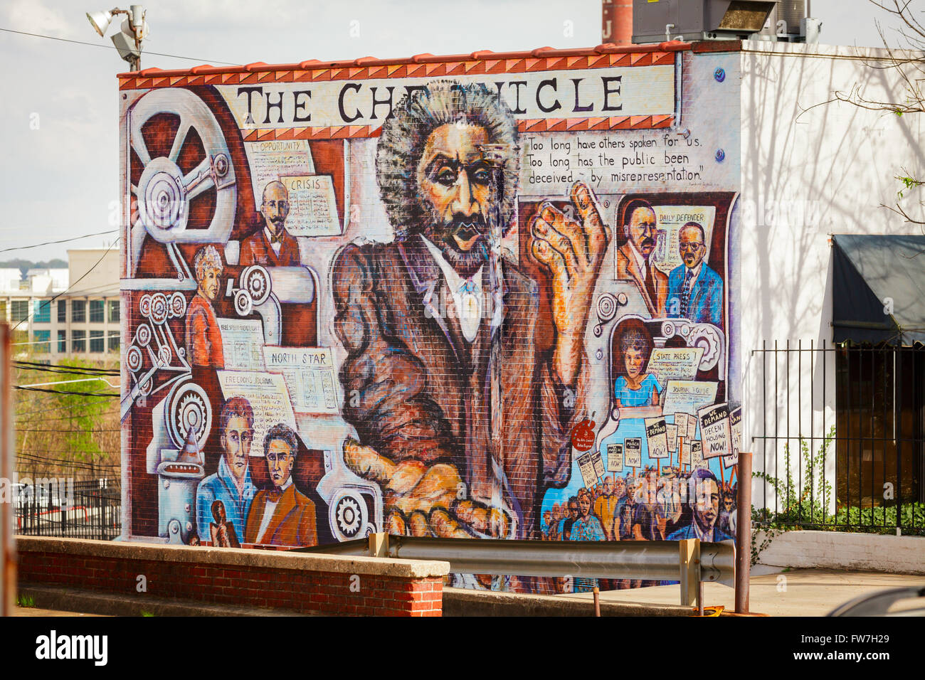 A wall mural on the theme of African-American journalism and civil ...