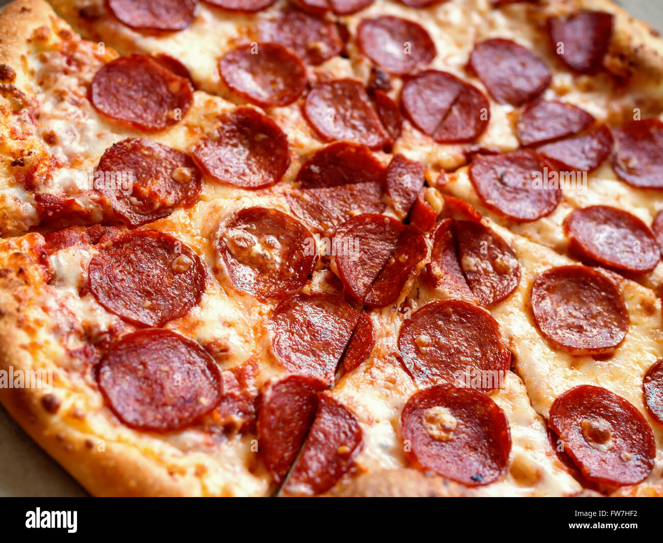 Close-up of pepperoni pizza, shallow depth of field Stock Photo - Alamy