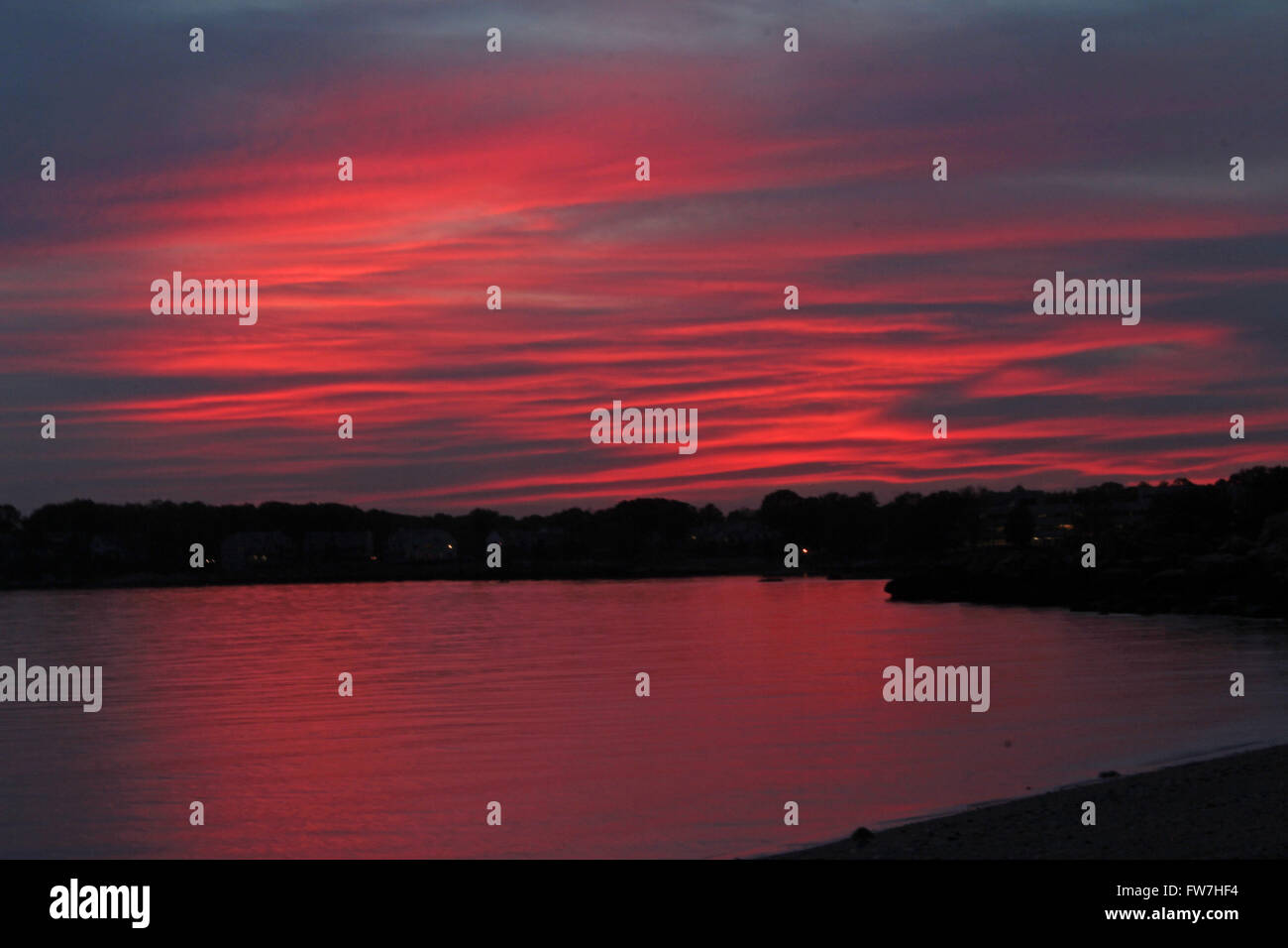 Spectacular sunset at Indian Neck Beach, Branford, Connecticut Stock ...