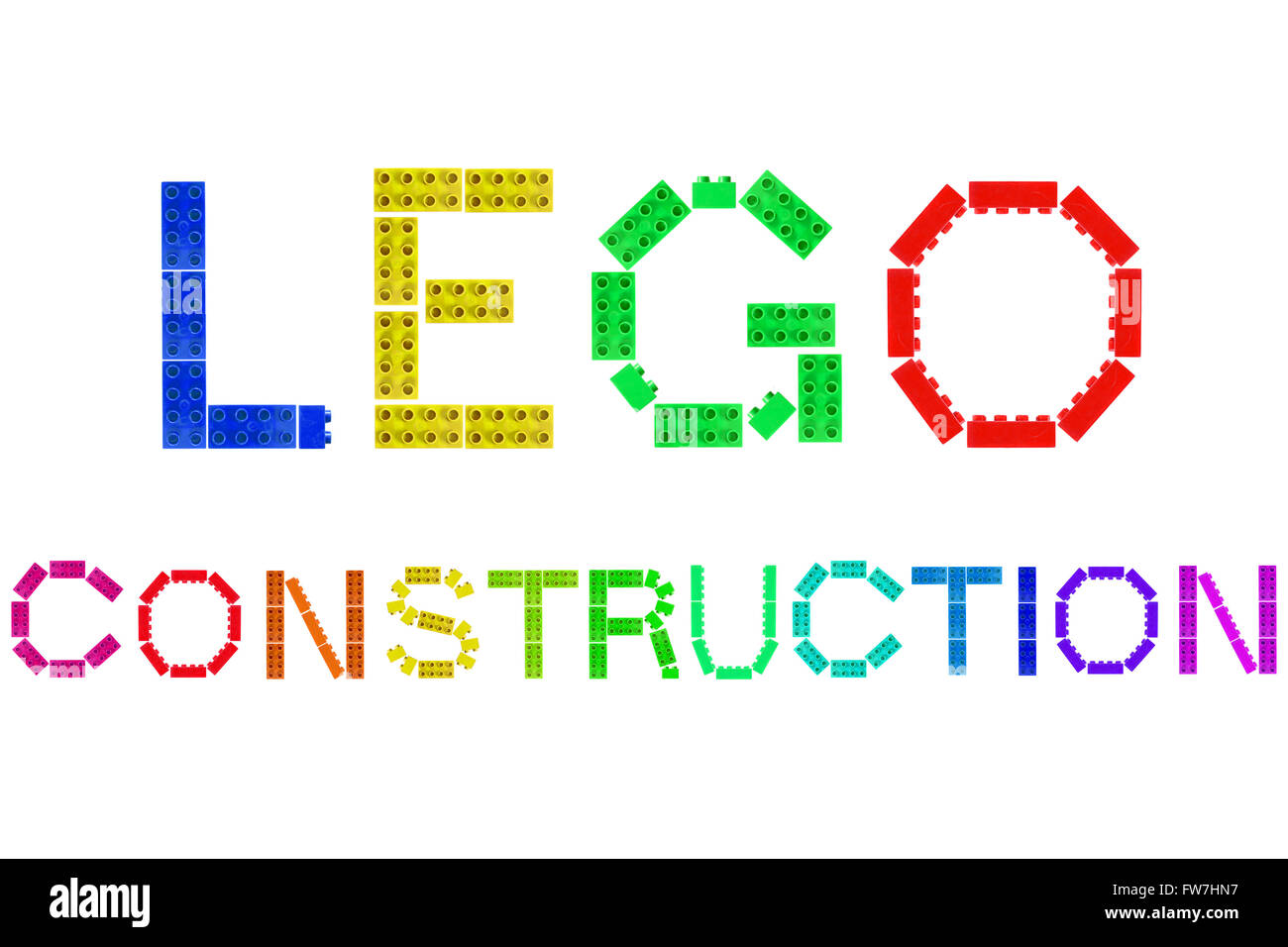 Lego Construction created from Lego pieces photographed against a white ...