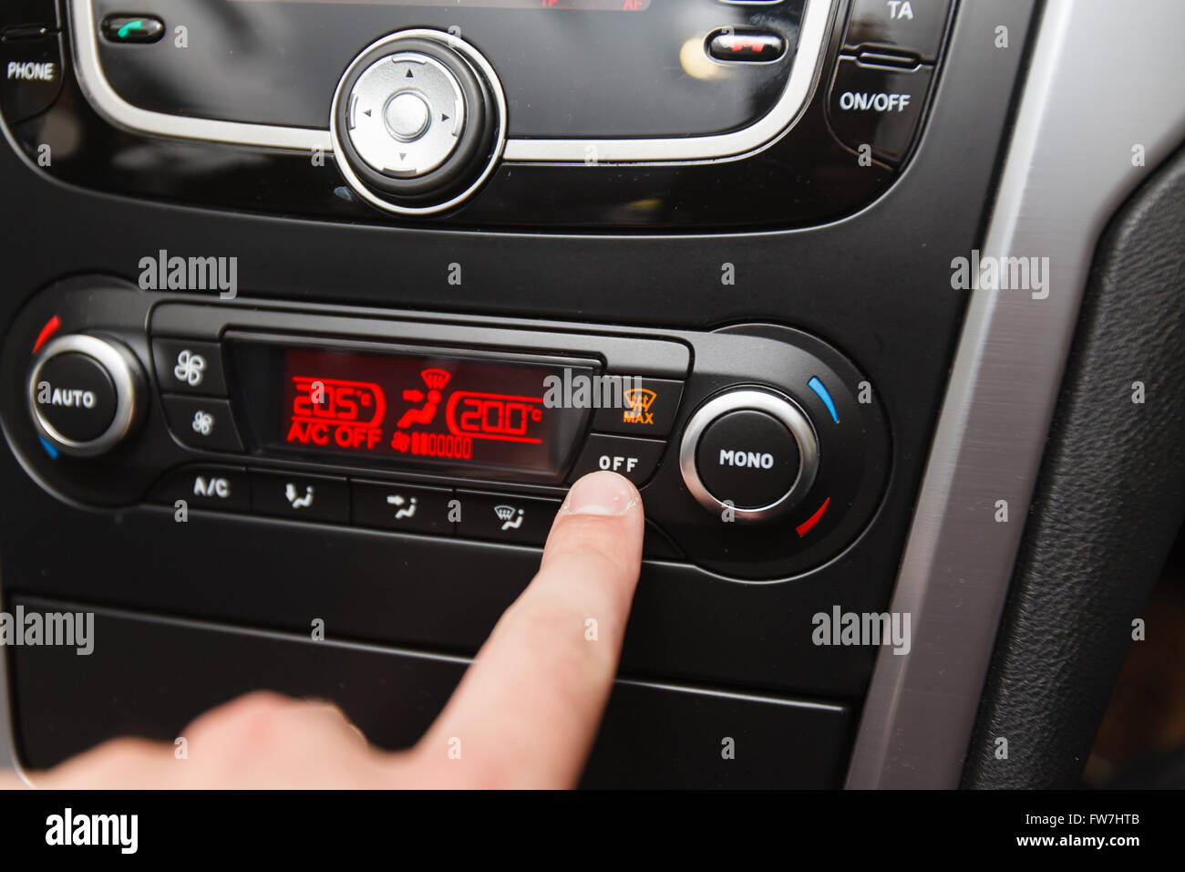 Adjusting the temperature in the car - climate control (Shallow DOF ...