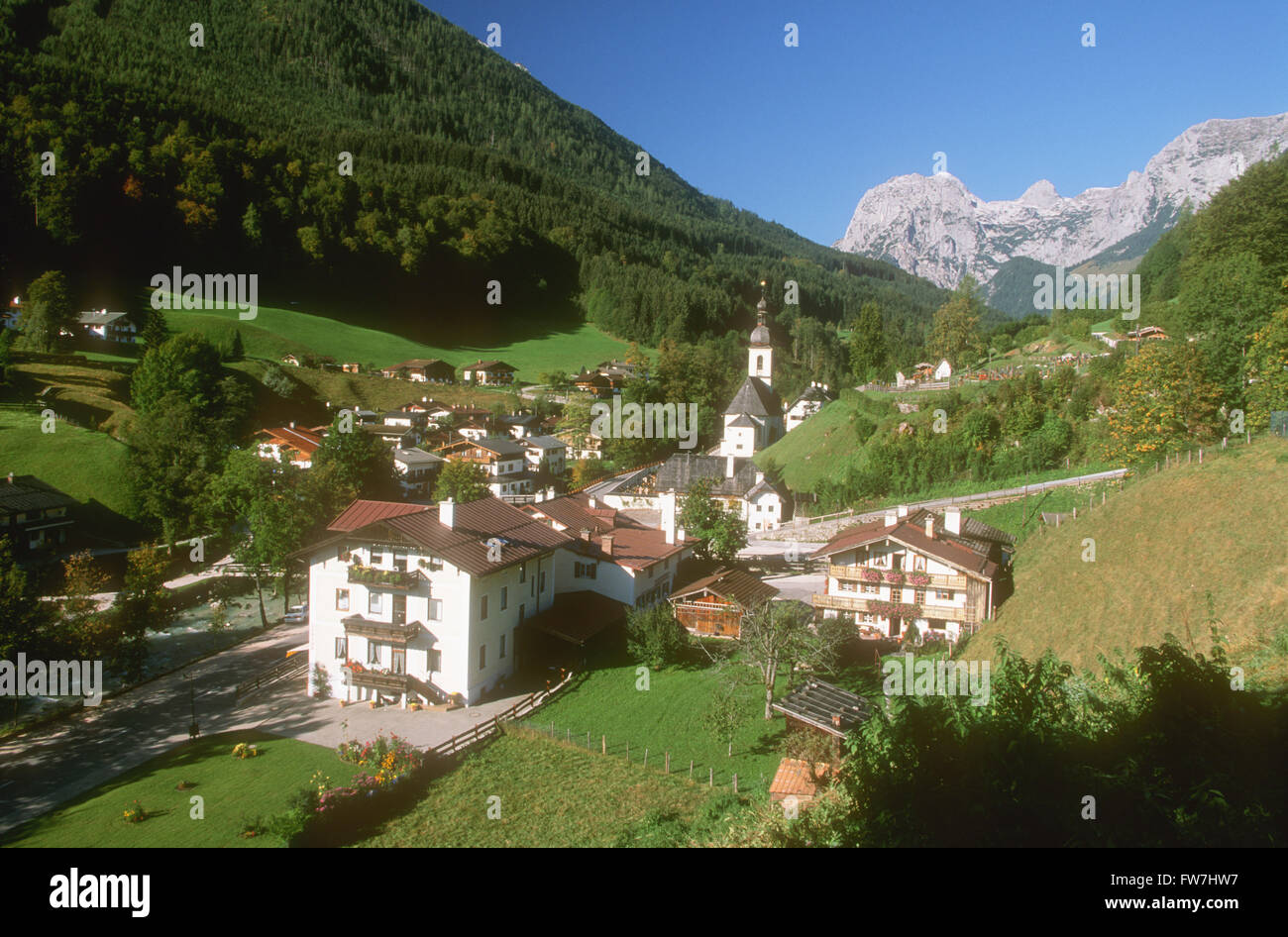 Overview of Ramsau, near Berchtesgaden, Bavaria, Germany Stock Photo ...