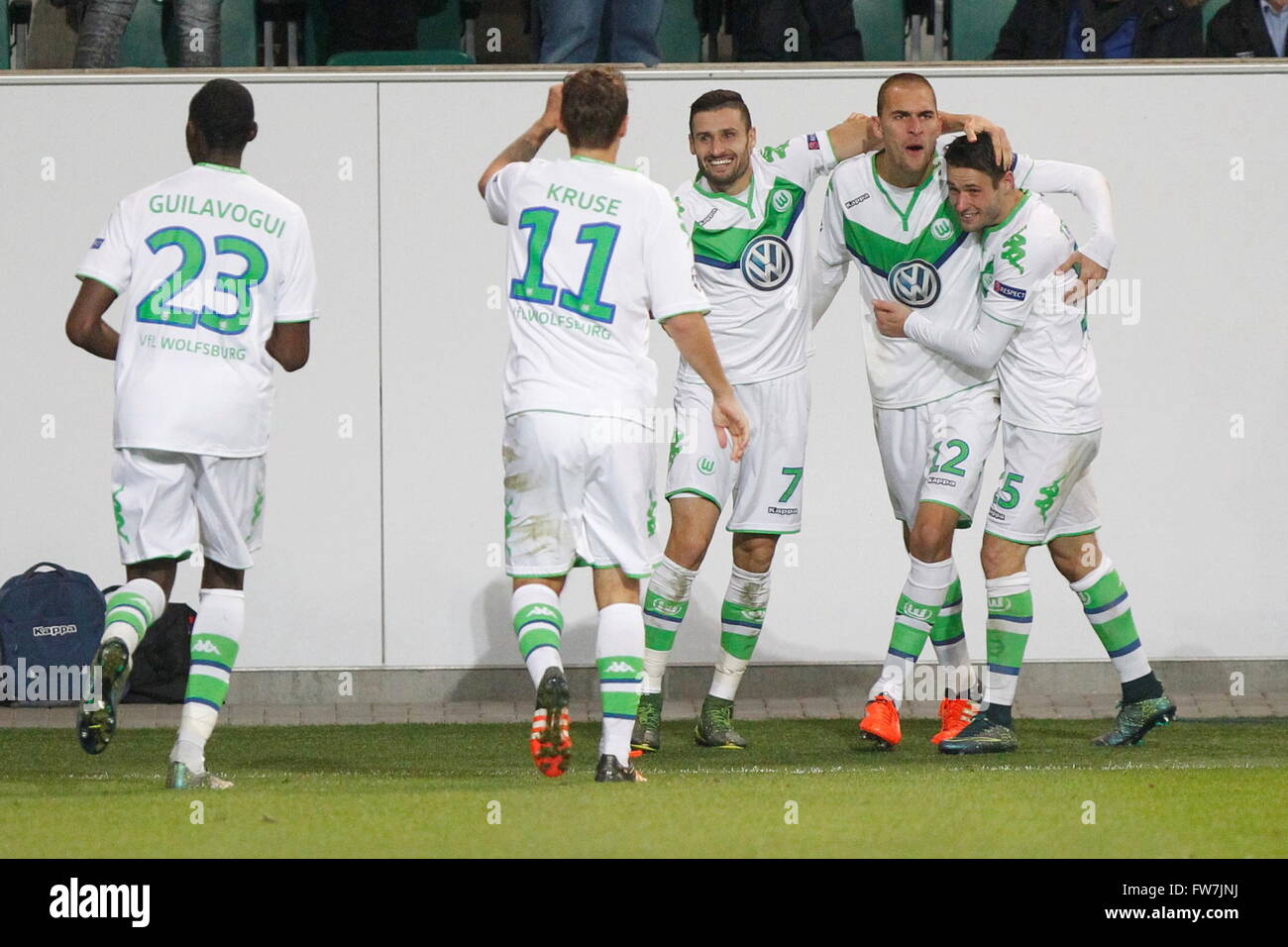 Goal Bas Dost of VLF Wolfsburg during the match league champion VLF ...