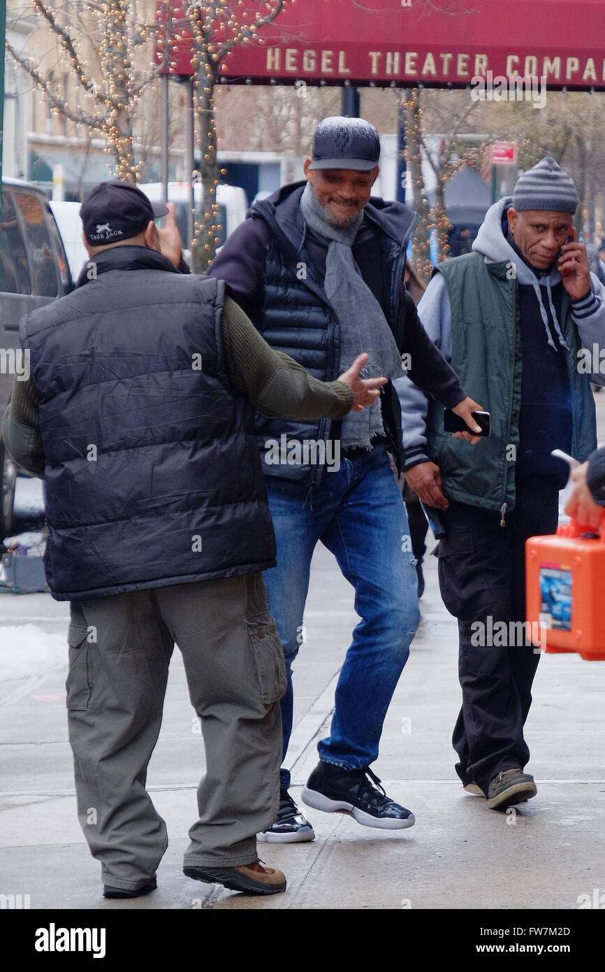 Will Smith on the set of Collateral Beauty Featuring: Will Smith Where ...