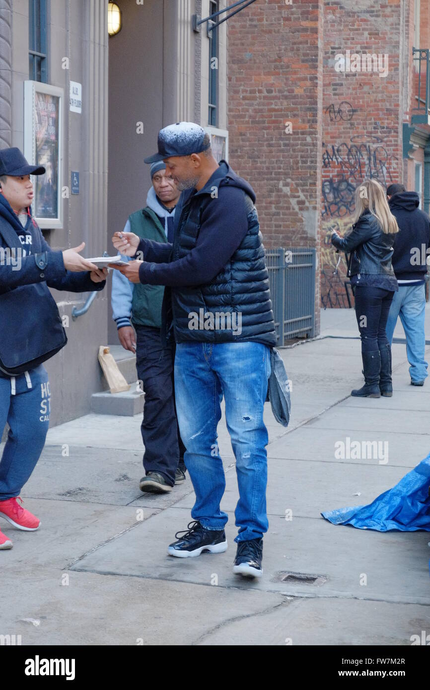 Will Smith on the set of Collateral Beauty Featuring: Will Smith Where ...