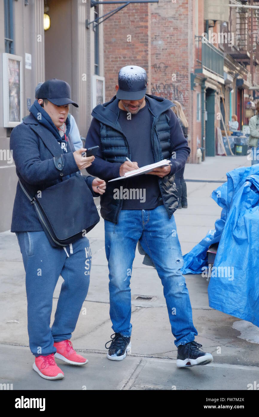 Will Smith on the set of Collateral Beauty Featuring: Will Smith Where ...