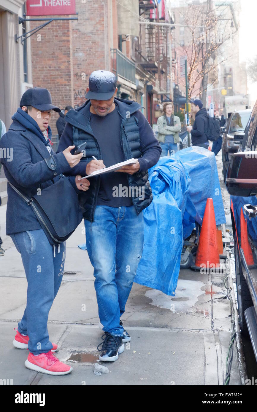 Will Smith on the set of Collateral Beauty Featuring: Will Smith Where ...