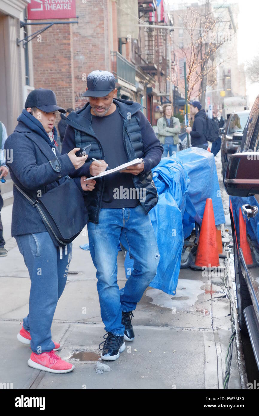 Will Smith on the set of Collateral Beauty Featuring: Will Smith Where ...