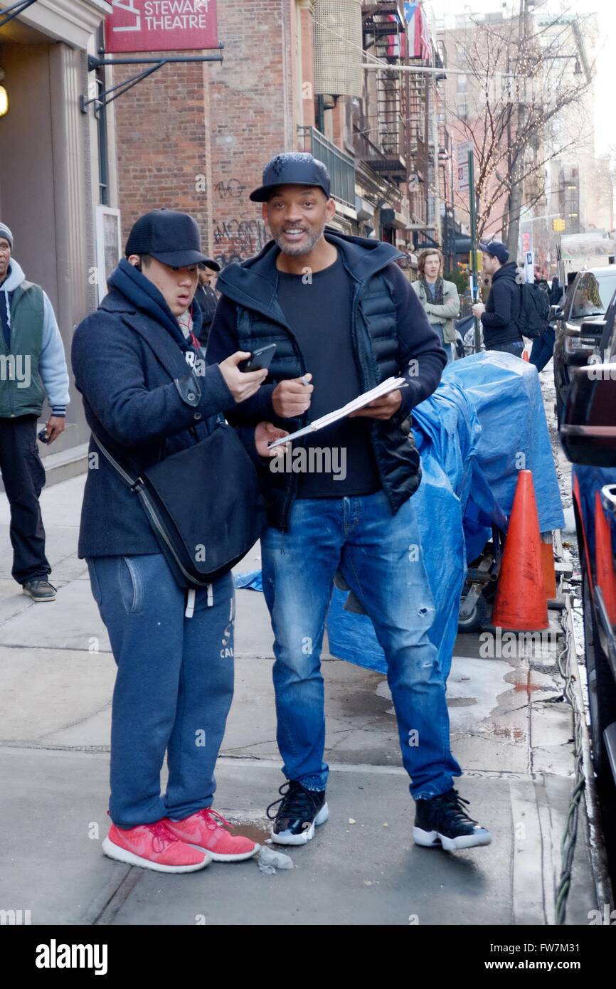 Will Smith on the set of Collateral Beauty Featuring: Will Smith Where ...