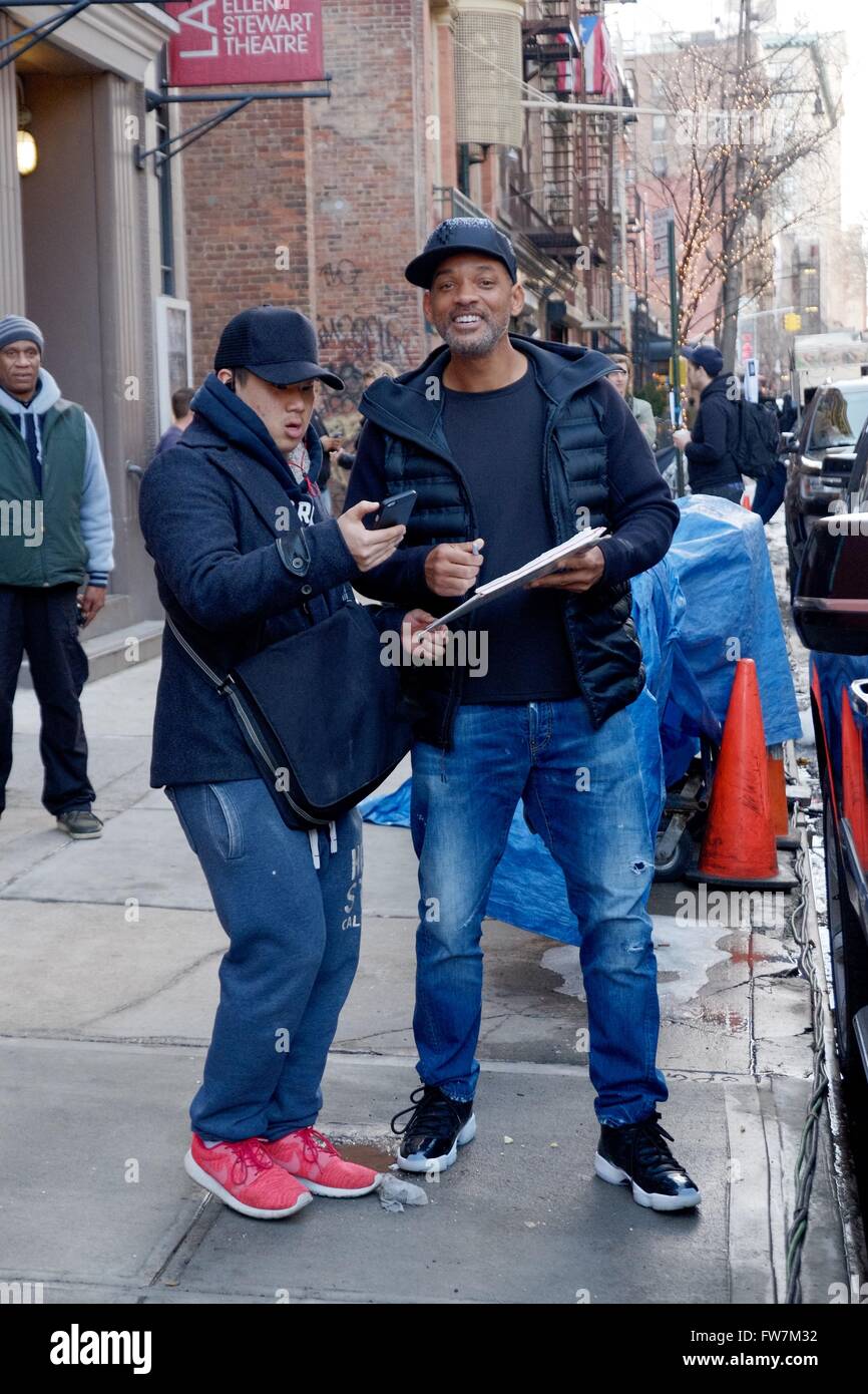 Will Smith on the set of Collateral Beauty Featuring: Will Smith Where ...