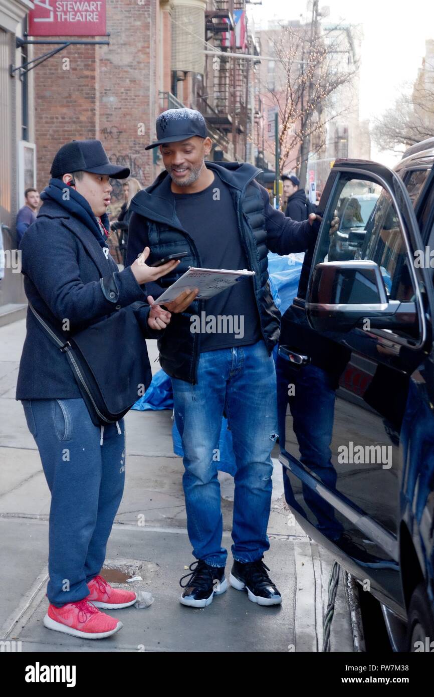 Will Smith on the set of Collateral Beauty Featuring: Will Smith Where ...