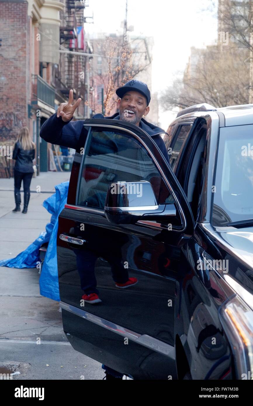 Will Smith on the set of Collateral Beauty Featuring: Will Smith Where ...