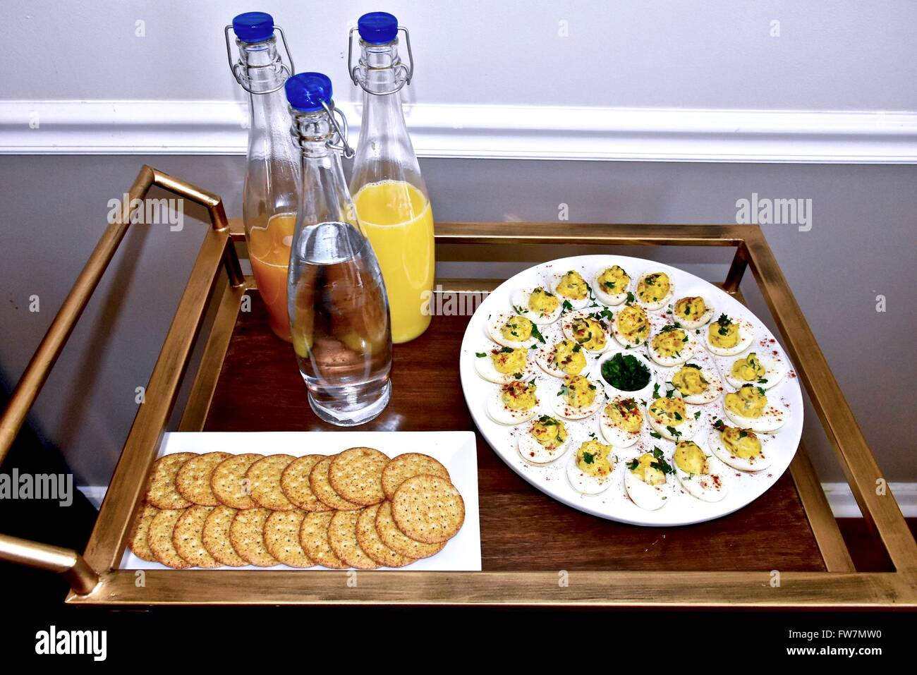 Party snack platter with assorted juices Stock Photo - Alamy