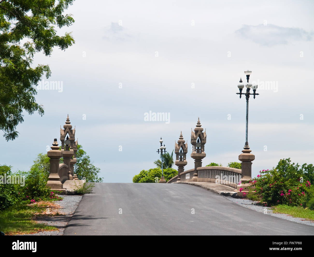 Small bridge and balustrade lamp Stock Photo - Alamy