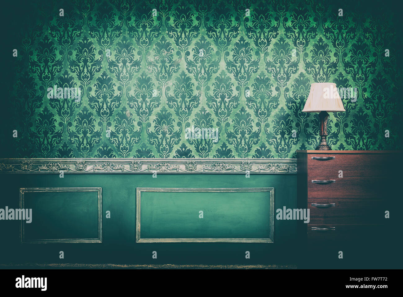 Vintage room interior in old type camera toning. rococo style. Rich ...