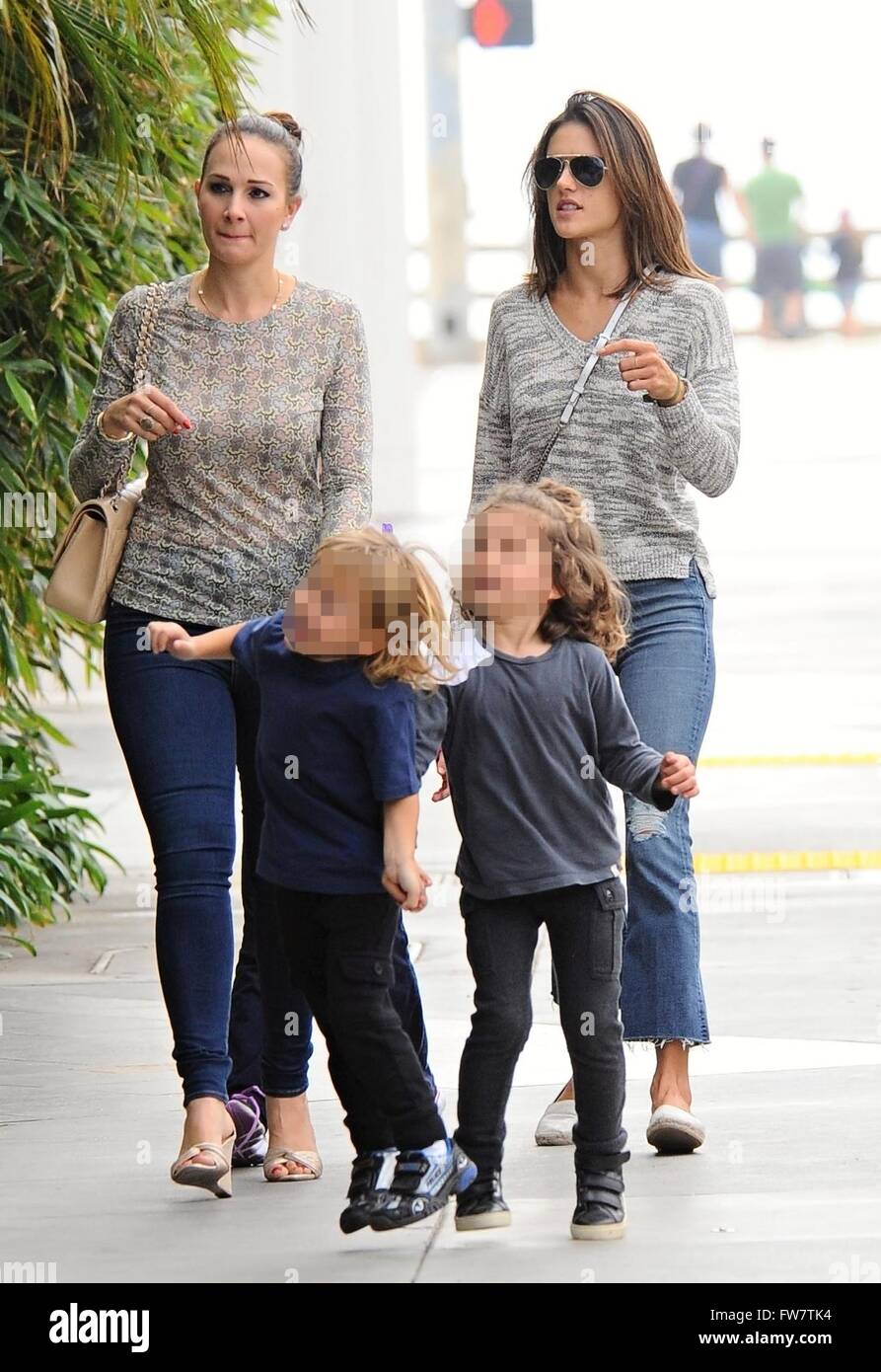 Alessandra Ambrosio out for lunch with her children in Brentwood ...