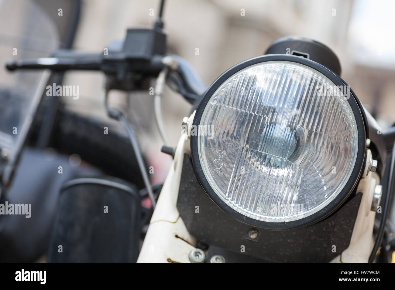 Color image of a classic motorcycle headlight Stock Photo - Alamy