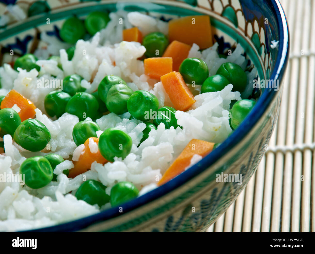 Matar pulao - peas pilaf.close up.Indian Vegetarian Stock Photo - Alamy