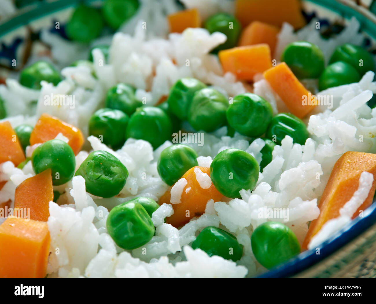 Matar pulao - peas pilaf.close up.Indian Vegetarian Stock Photo - Alamy