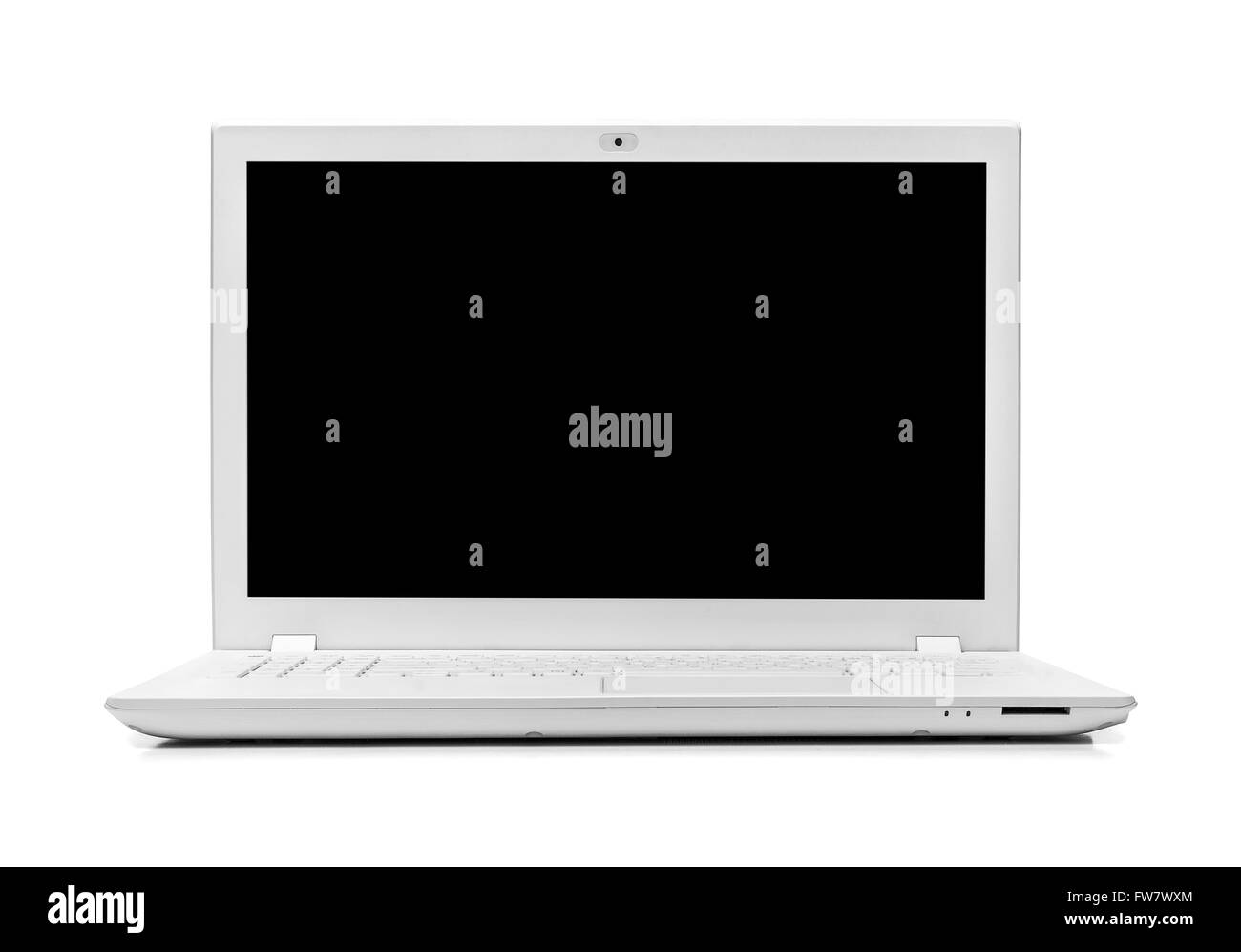 White modern laptop isolated on white background Stock Photo - Alamy