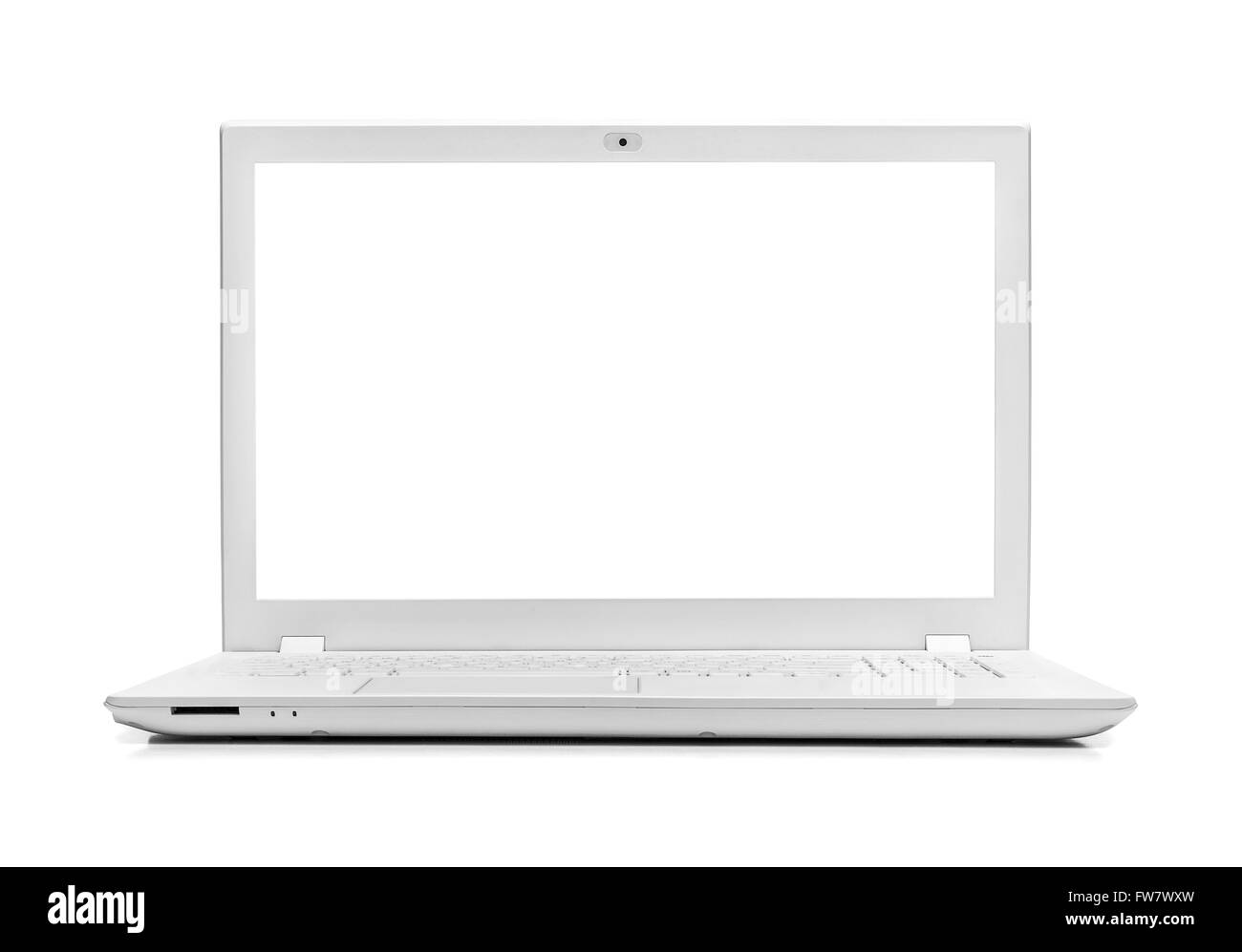 White modern laptop isolated on white background Stock Photo - Alamy