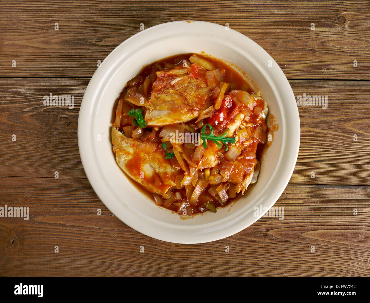 Stew Chicken from Belize.just chicken, red recado, onion, and water ...