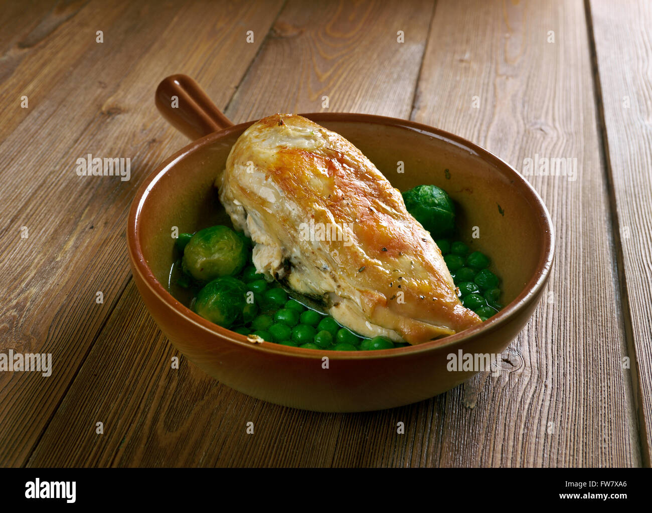 Italian Village Chicken Vesuvio .close up Stock Photo - Alamy