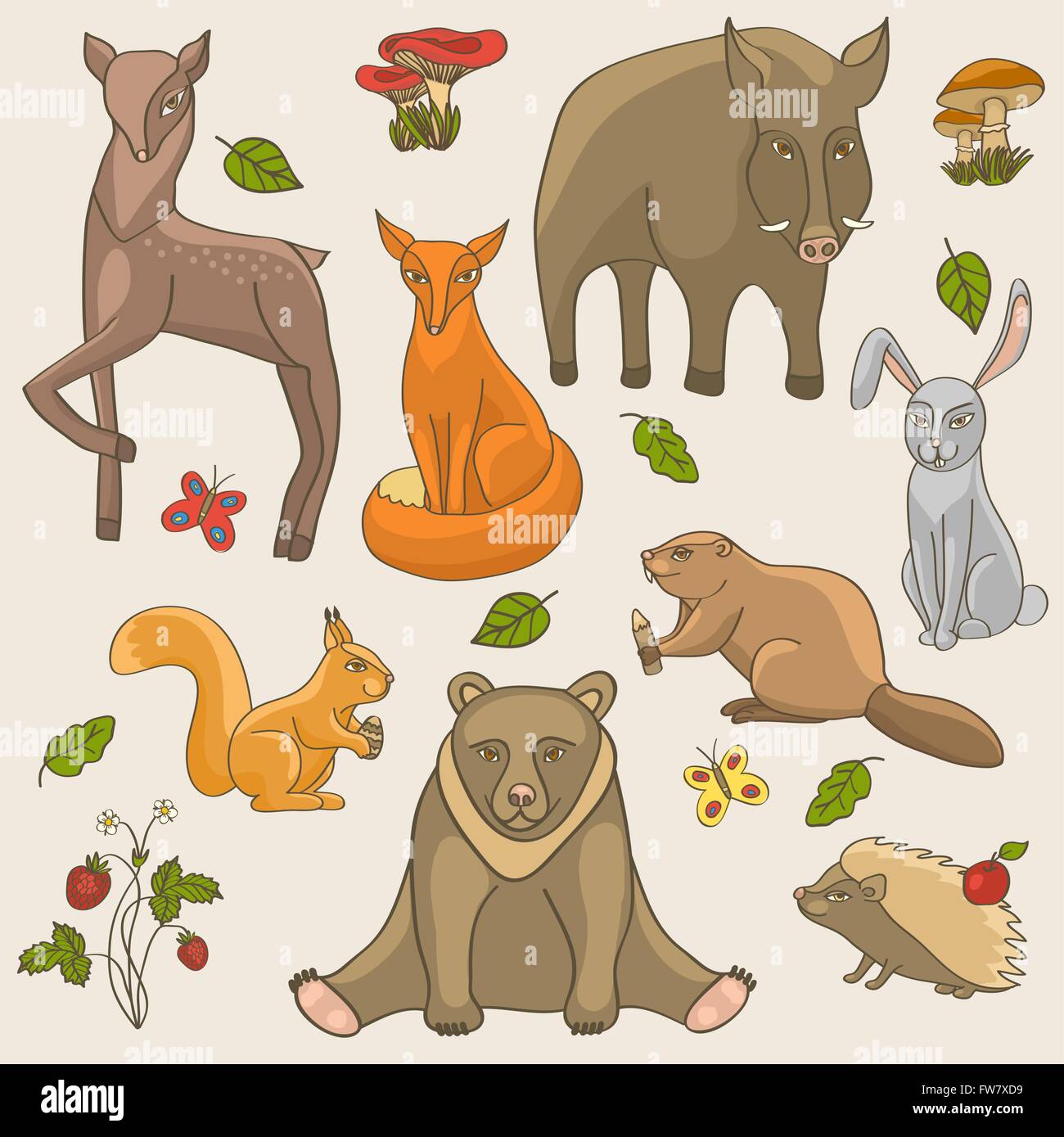 Cute animals drawing Stock Vector Images - Alamy