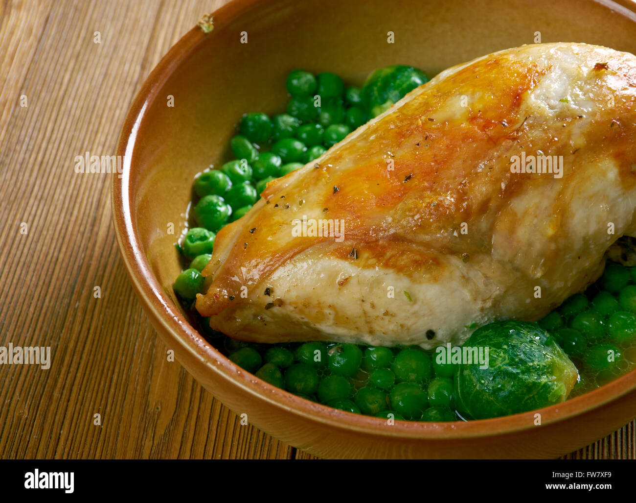 Italian Village Chicken Vesuvio .close up Stock Photo - Alamy