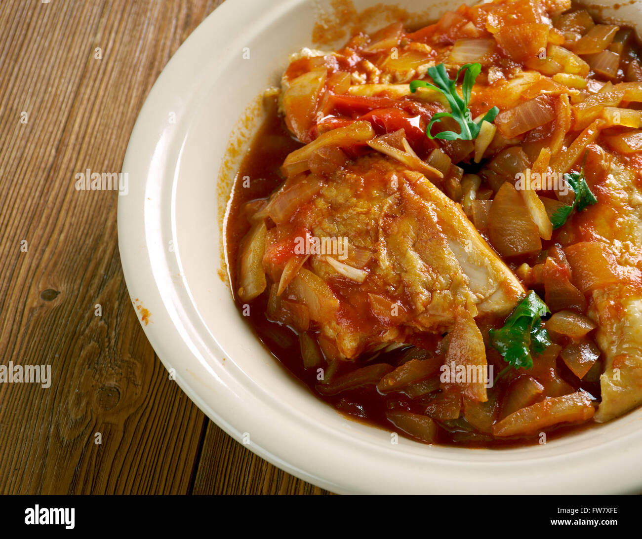 Stew Chicken from Belize.just chicken, red recado, onion, and water ...