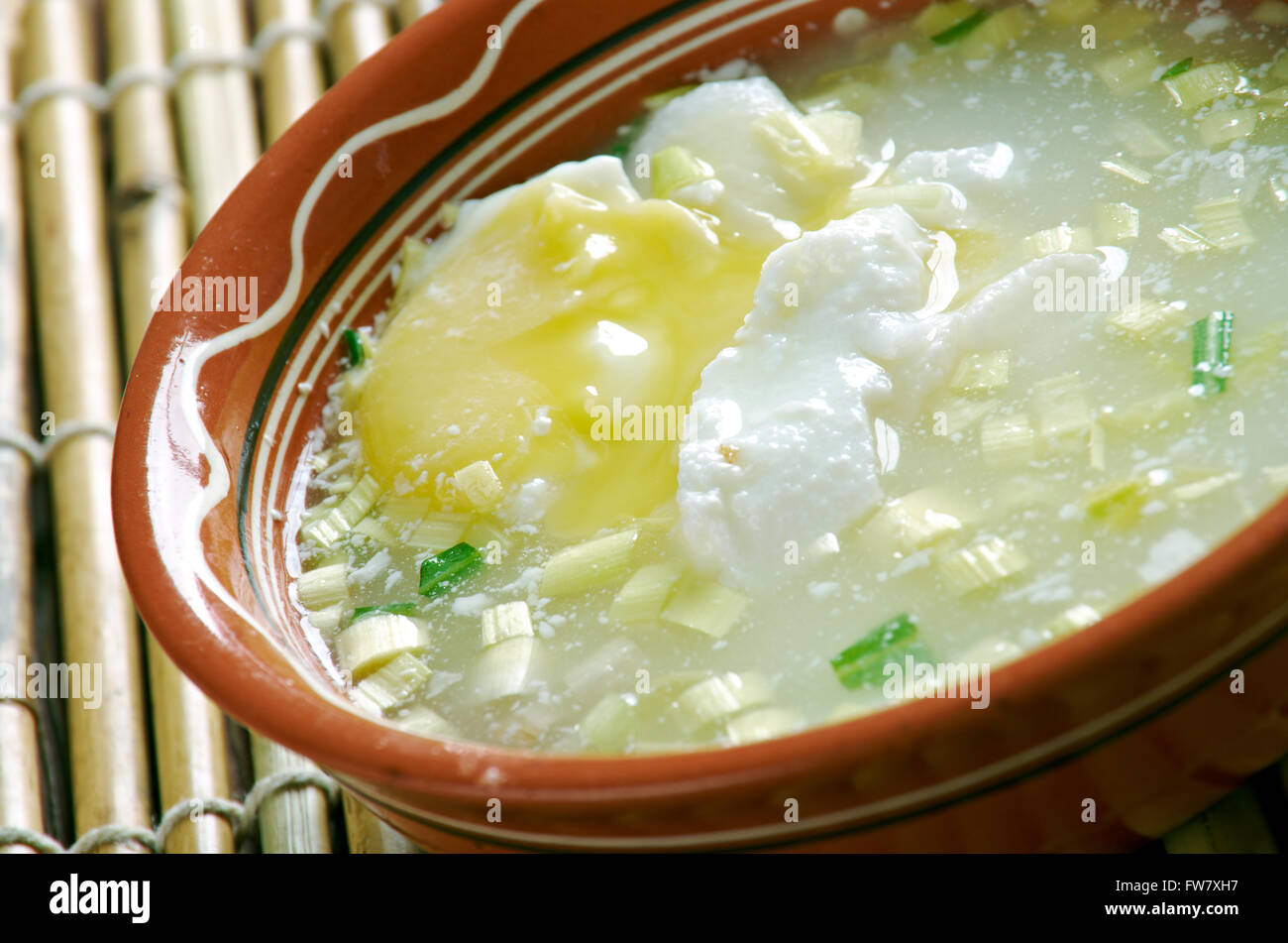 Changua con Huevo Colombiana.Poached Egg Soup.Colombian cuisine Stock ...